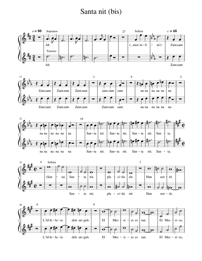 Santa nit bis Sheet music for Piano (Solo) Easy | Musescore.com