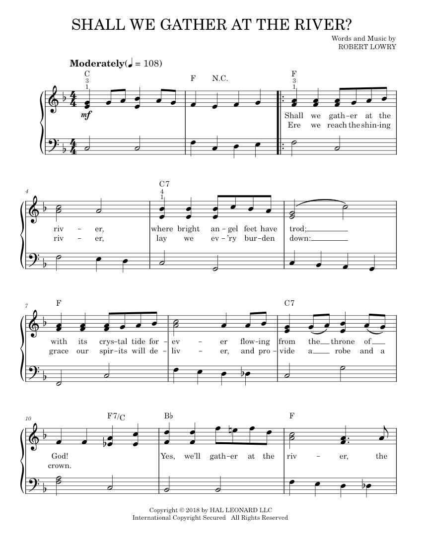 Play Official version of Shall We Gather At The River sheet music by ...