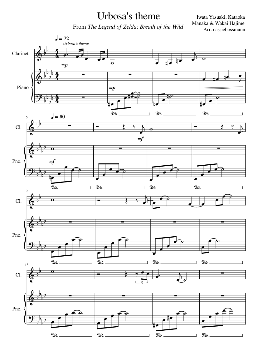 Urbosas_theme.mscz Sheet music for Piano, Clarinet other (Mixed Duet ...