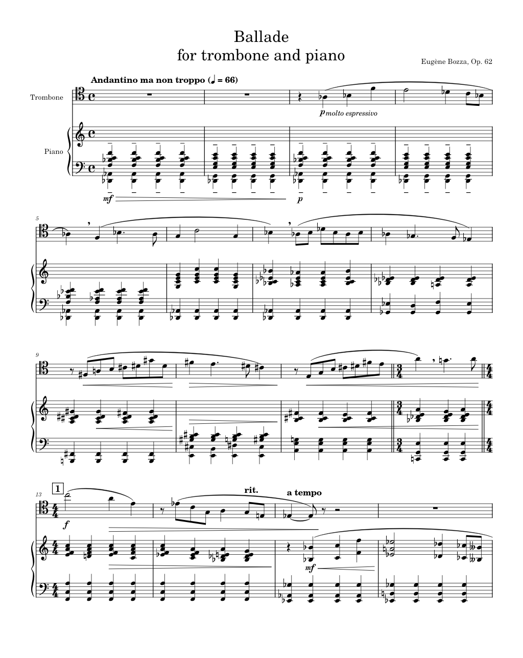 Ballade for Trombone and Piano Sheet Music for Piano, Trombone (Solo) | MuseScore.com