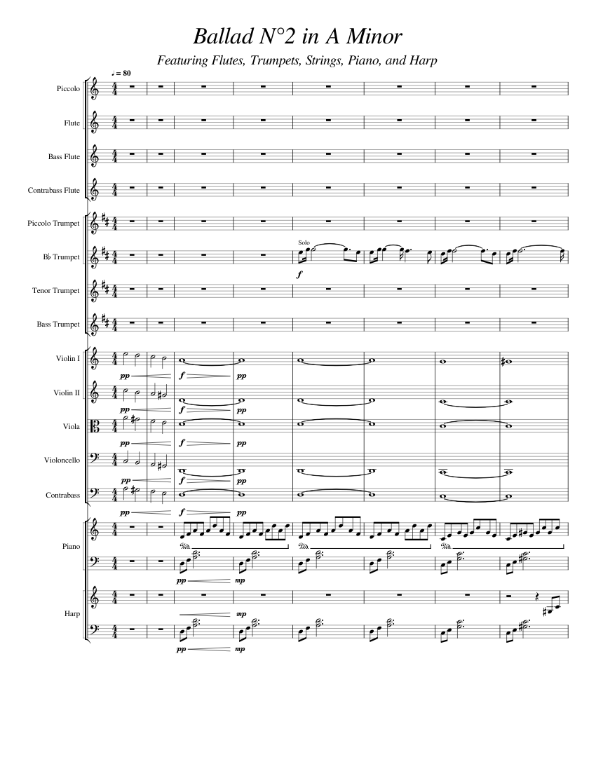Ballad N°2 in A Minor Sheet music for Piano, Trumpet piccolo, Trumpet ...