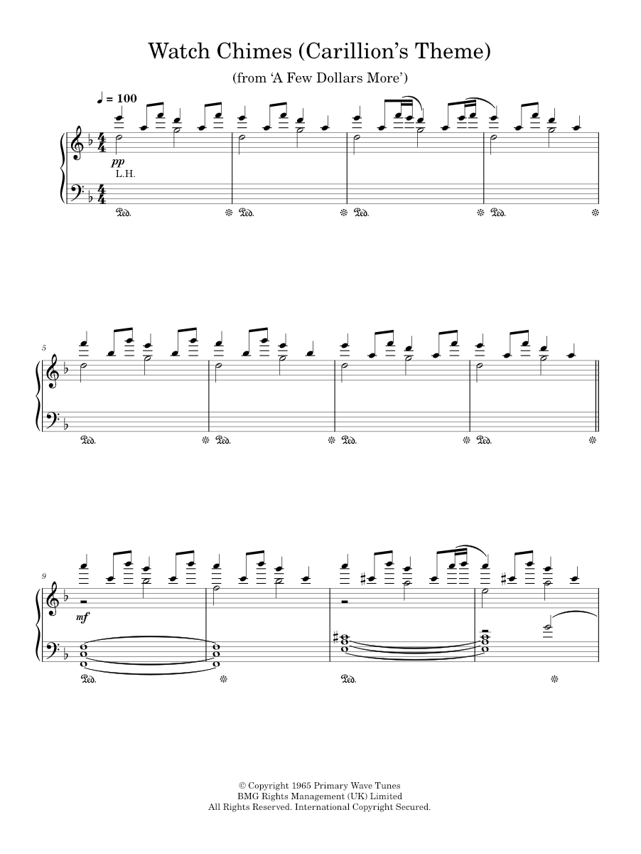 Play Official version of Watch Chimes (from 'A Few Dollars More') sheet ...