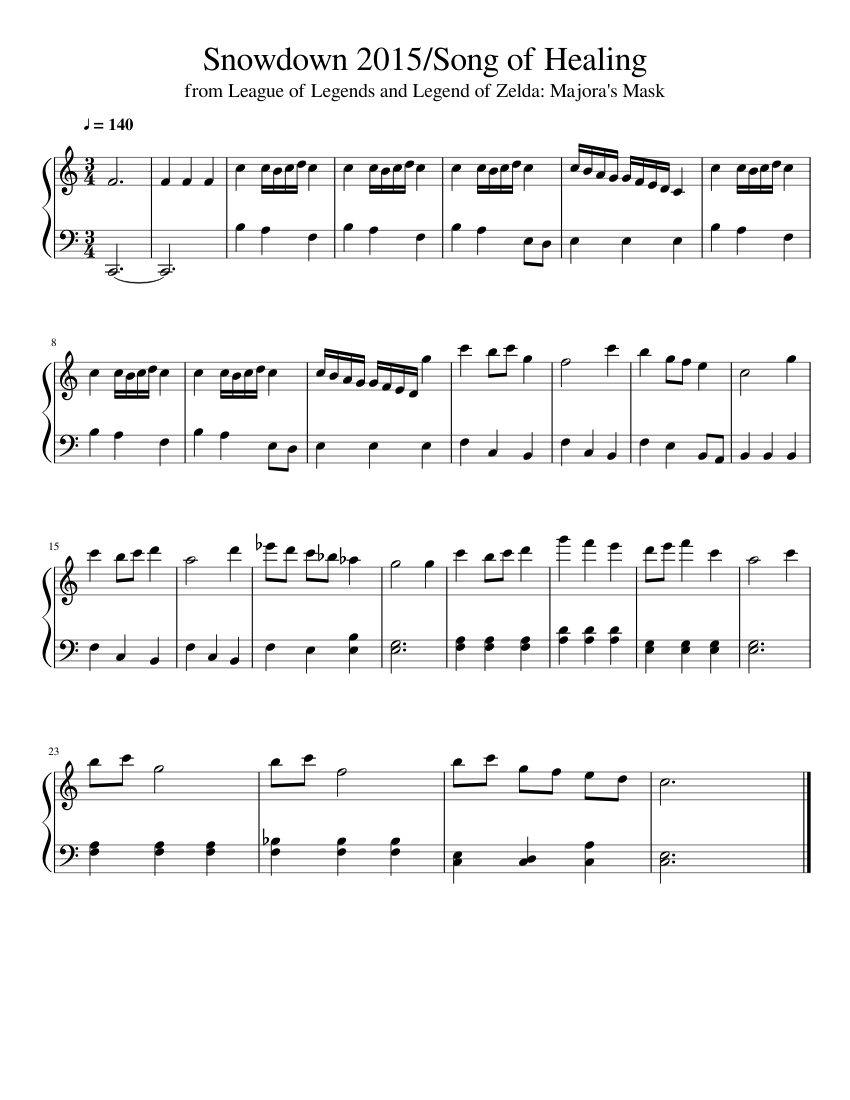 Snowdown 2015/Song of Healing Sheet music for Piano (Solo) Easy ...