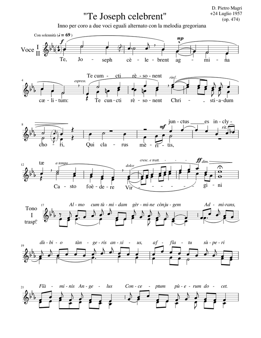 "Te Joseph celebrent" Sheet music for Vocals (Solo) | Musescore.com