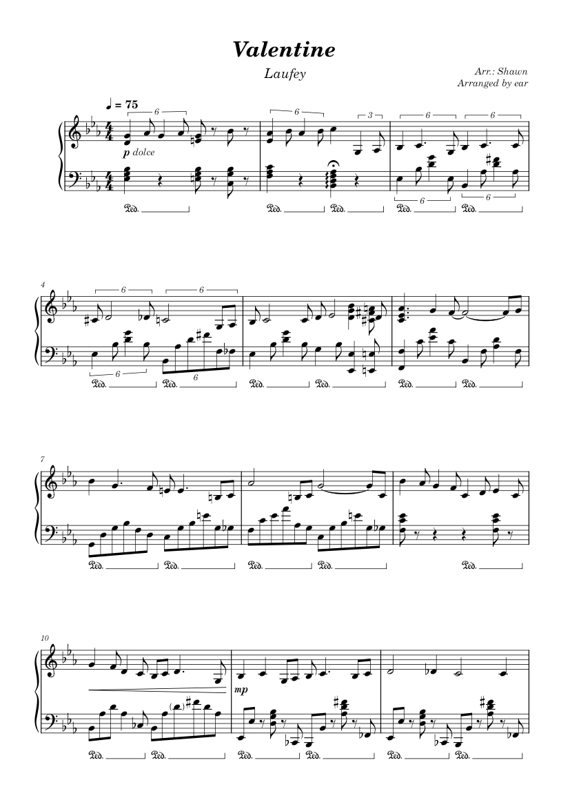 Valentine – Laufey Sheet music for Piano (Solo) | Musescore.com