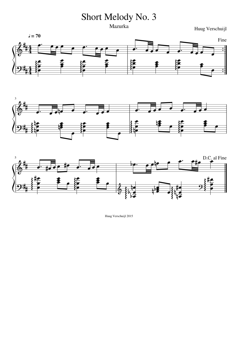 Short Melody No. 3 Sheet music for Piano (Solo) Easy | Musescore.com