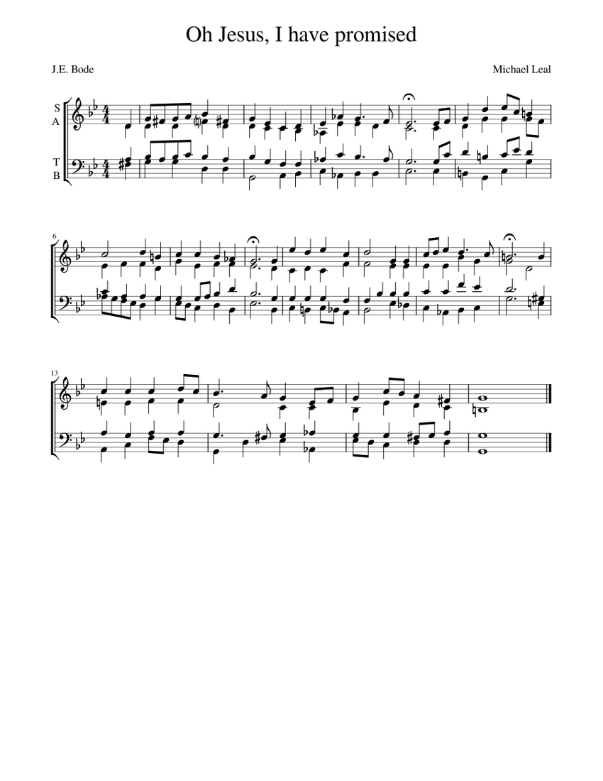 Oh Jesus, I have promised Sheet music for Female, Male (Church Choir ...
