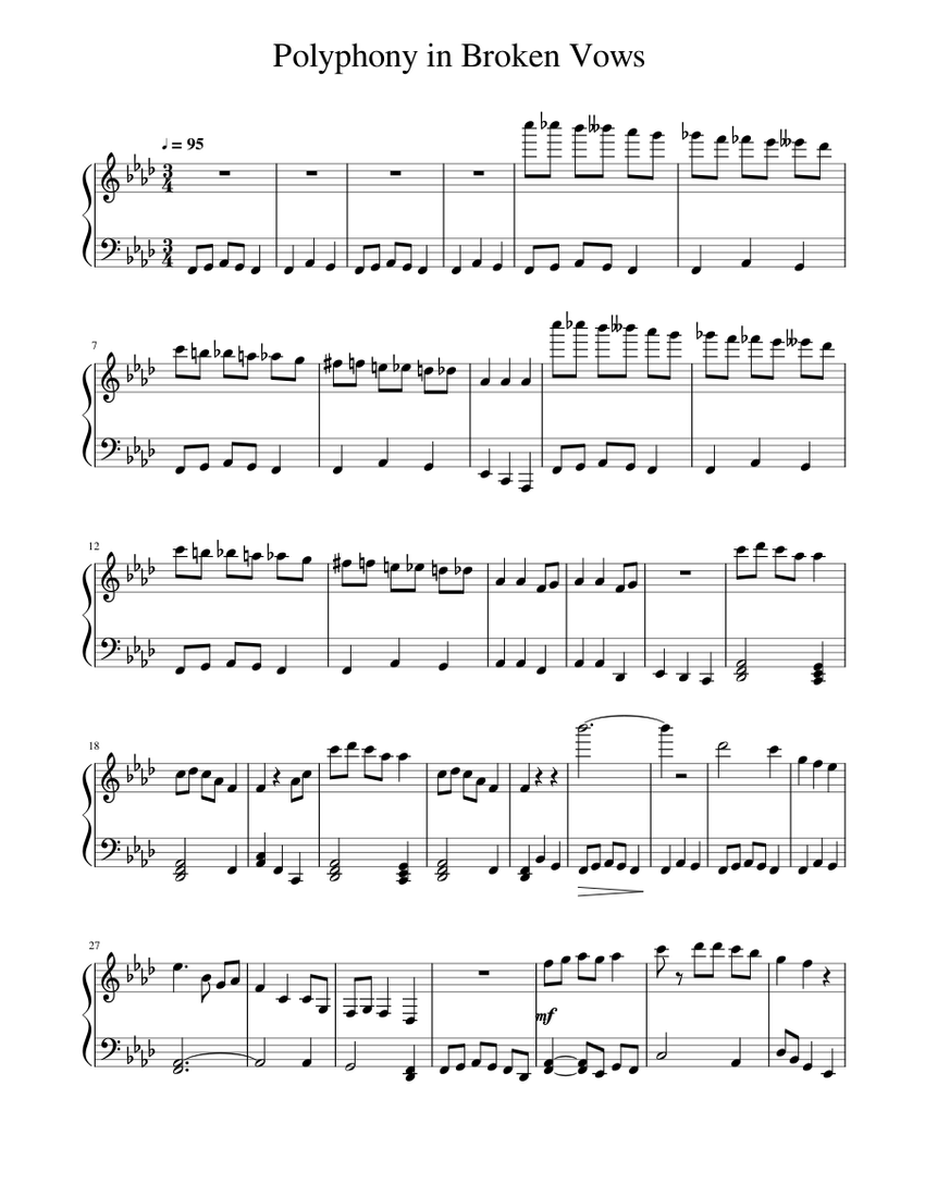 Polyphony in Broken Vows Sheet music for Piano (Solo) | Musescore.com