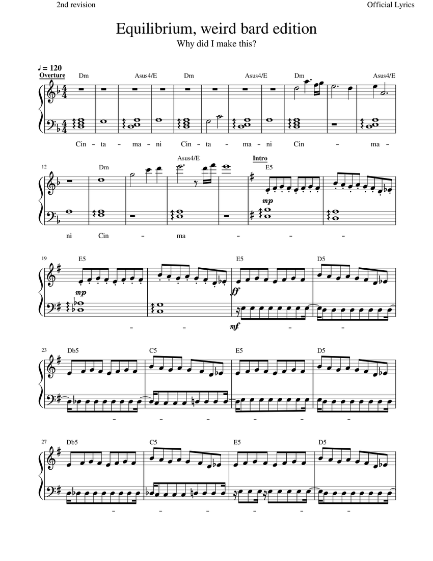 Equilibrium weird bard Sheet music for Piano (Solo) | Musescore.com