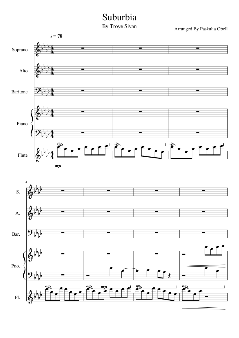 Suburbia Choral Arrangement Sheet music for Piano, Soprano, Alto ...