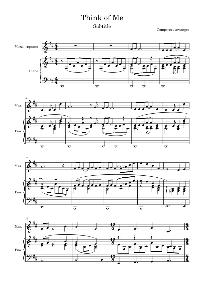 Think of Me - piano tutorial