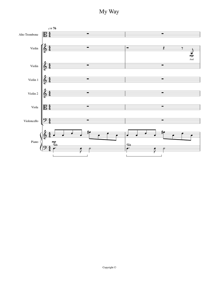 My Way Sheet music for Piano, Trombone alto, Violin, Viola & more ...