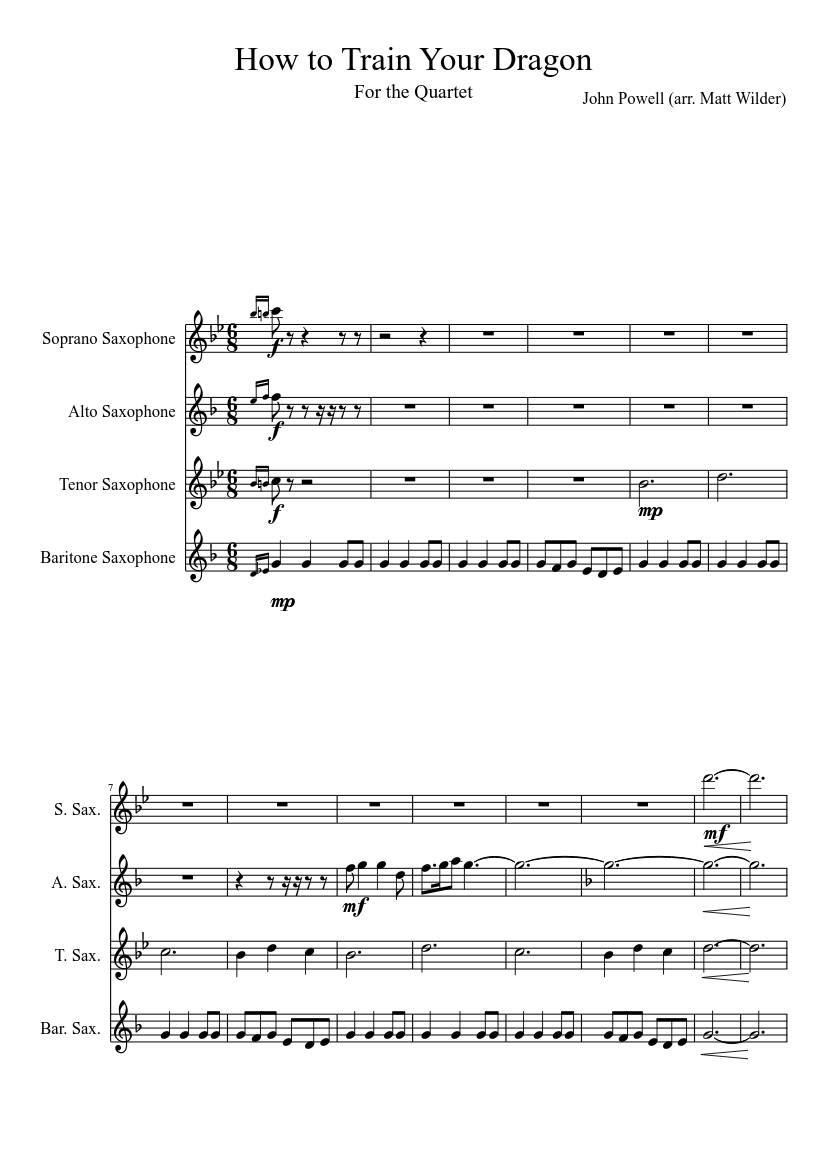 How to Train Your Dragon Sheet music for Saxophone alto, Saxophone ...
