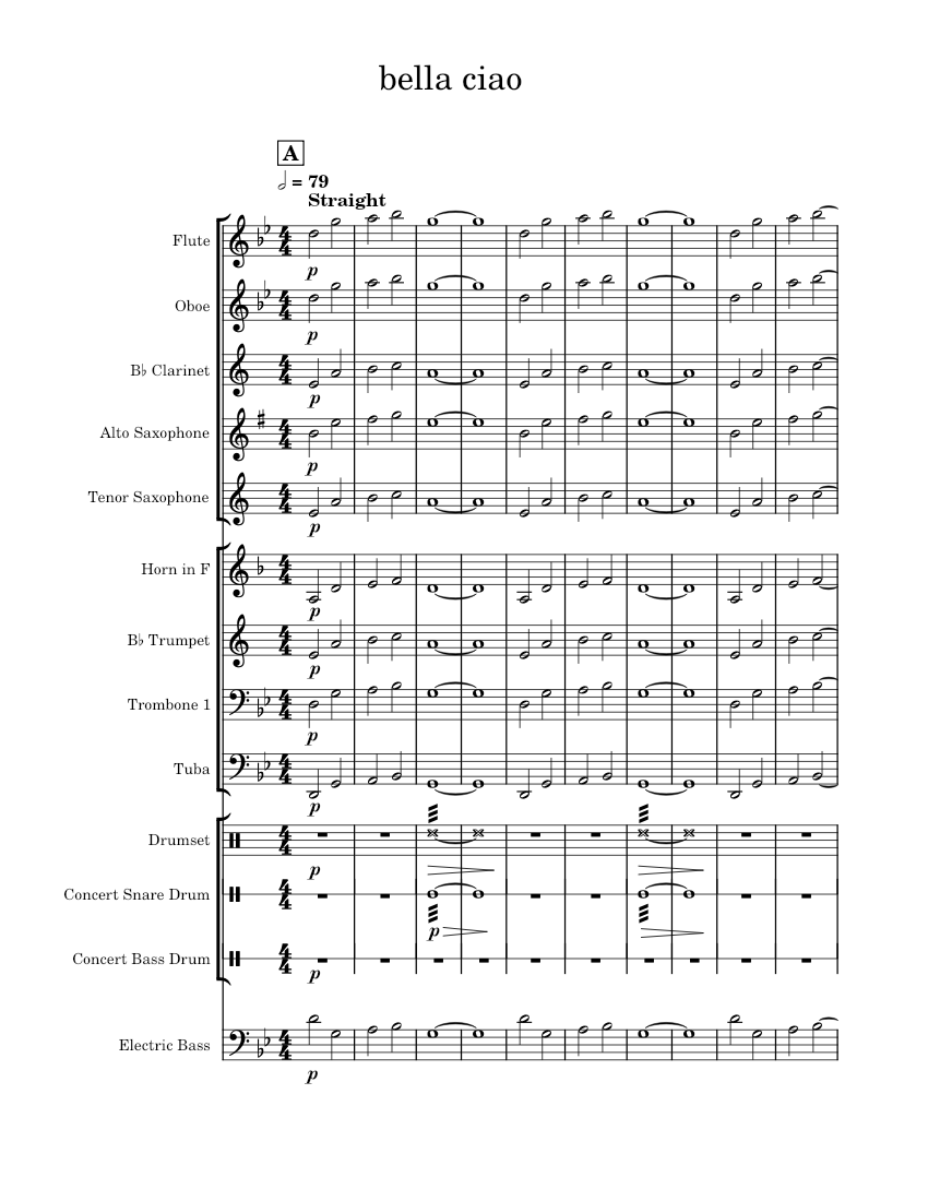 Bella Ciao - Raphael Mansour Sheet music for Trombone, Tuba, Flute ...