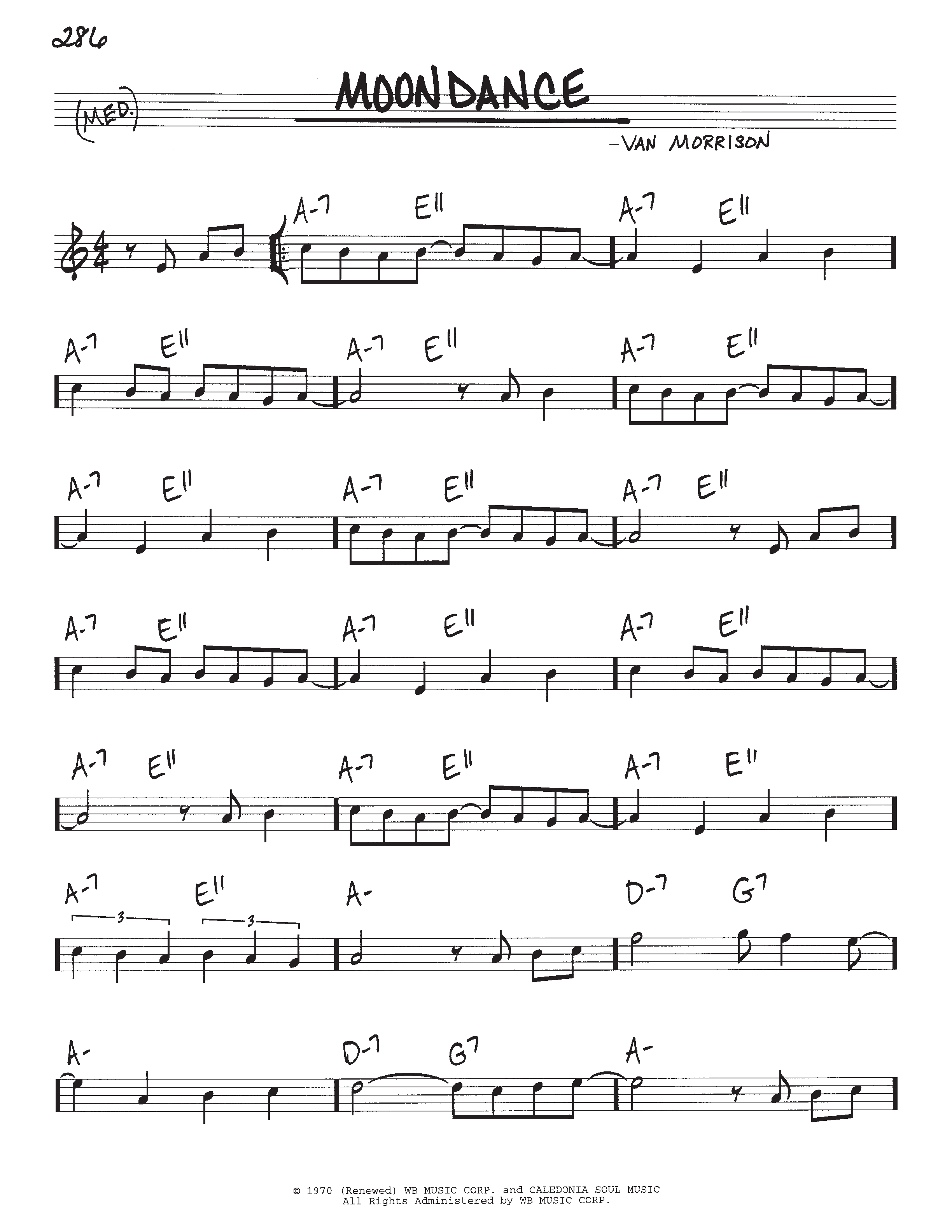 Play Official version of Moondance sheet music by Van Morrison for ...