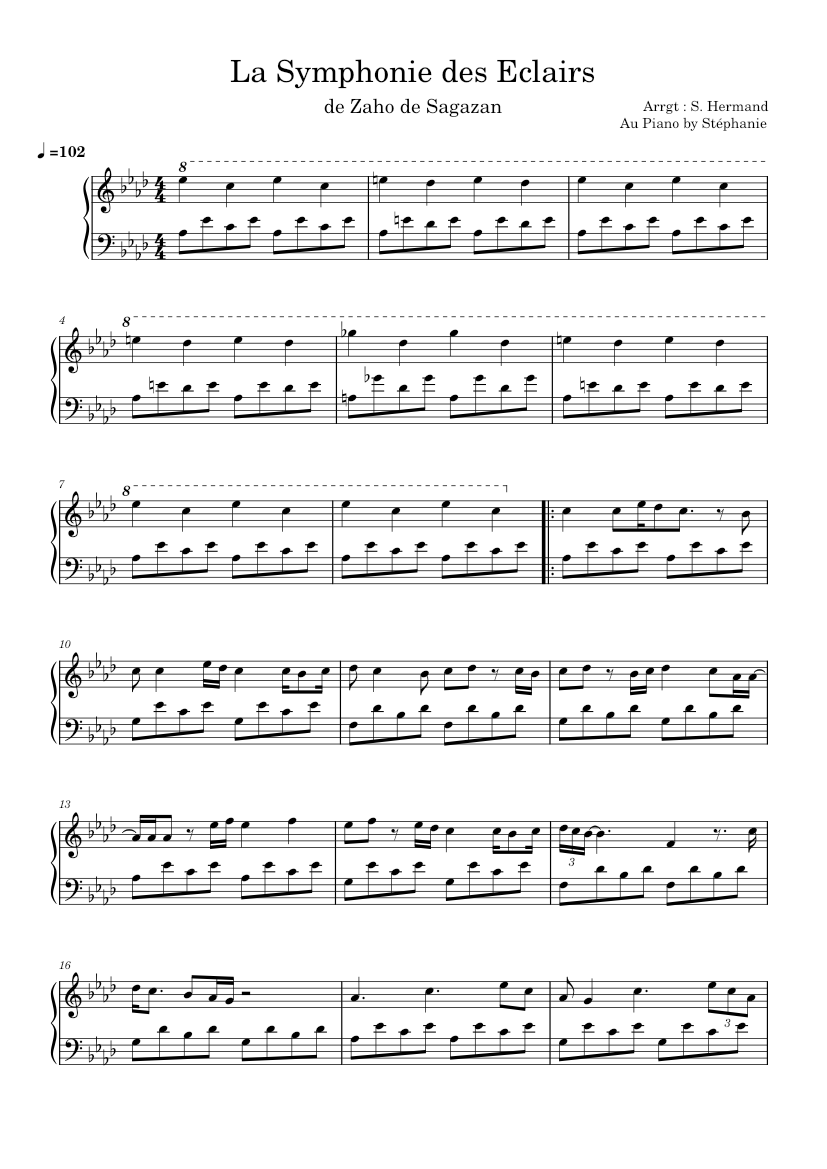 La symphonie des éclairs – Zaho de Sagazan Sheet Music for Piano (Solo) Easy | MuseScore.com