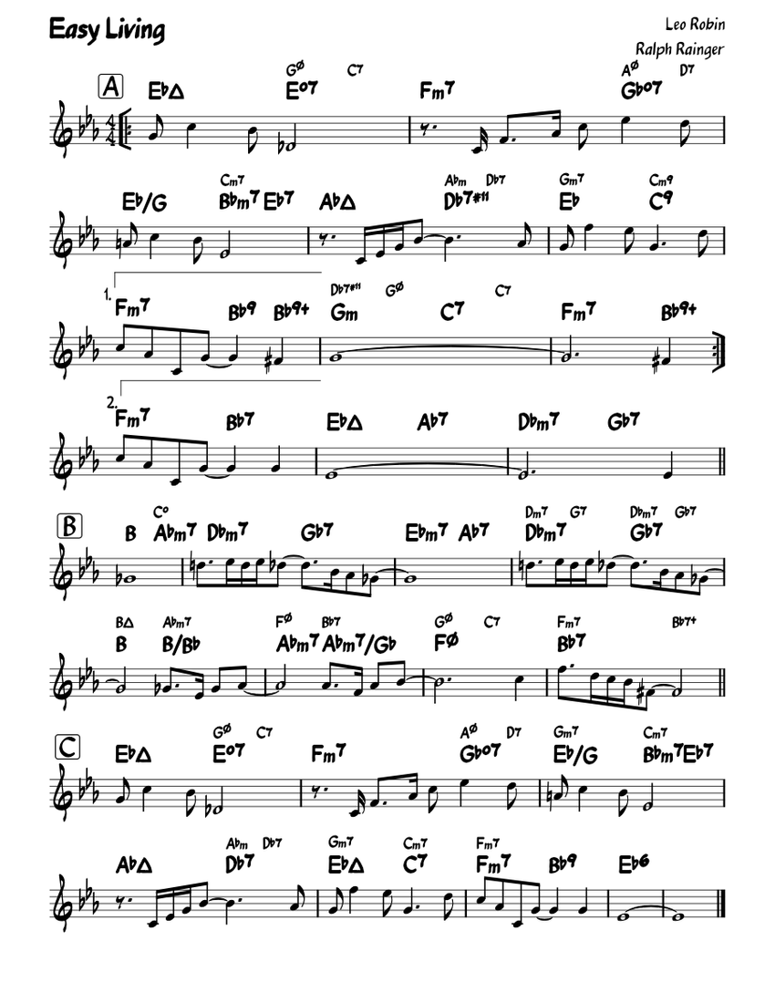 Easy Living Sheet music for Piano (Solo) | Musescore.com
