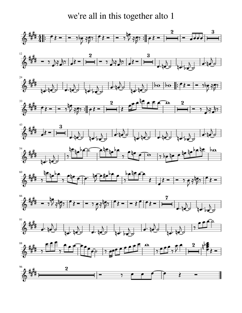 we're_all_in_this_together_alto_1 Sheet music for Saxophone alto (Solo ...