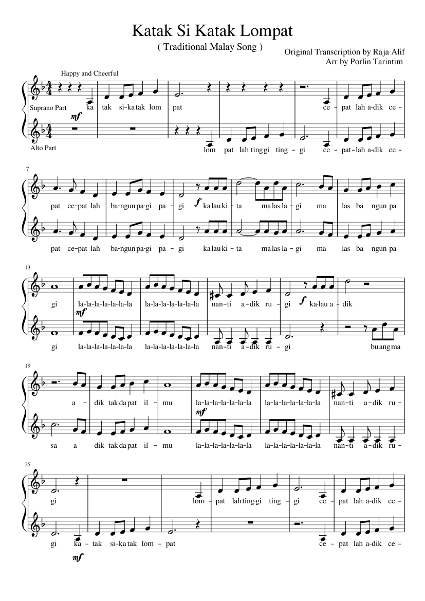 Katak Si Katak Lompat Sheet Music for Piano (Solo) Easy | MuseScore.com