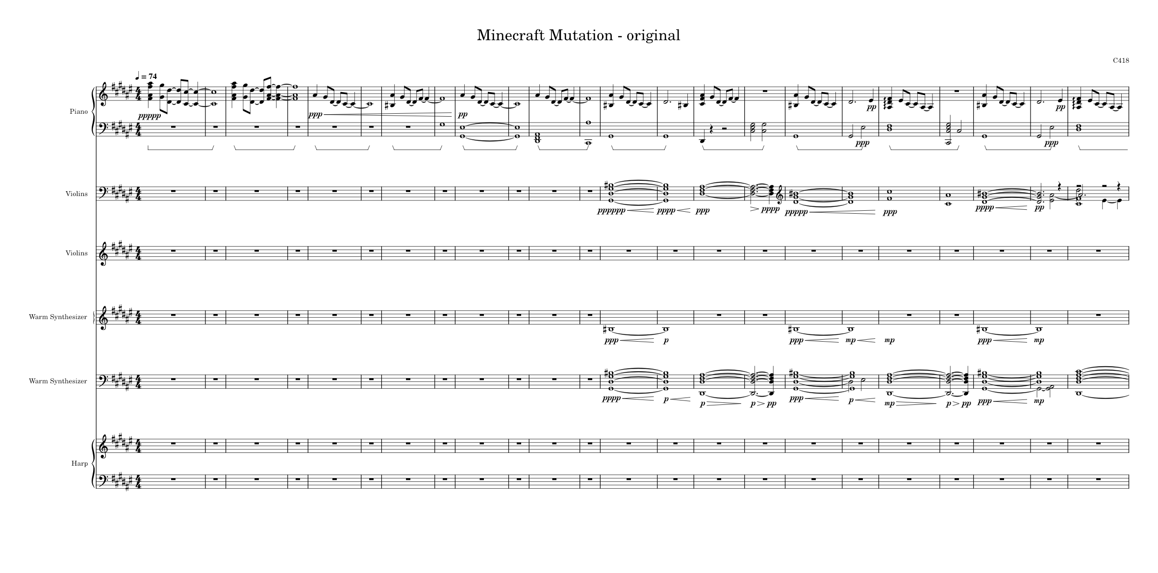 Mutation - original Sheet music for Piano, Harp, Strings group ...