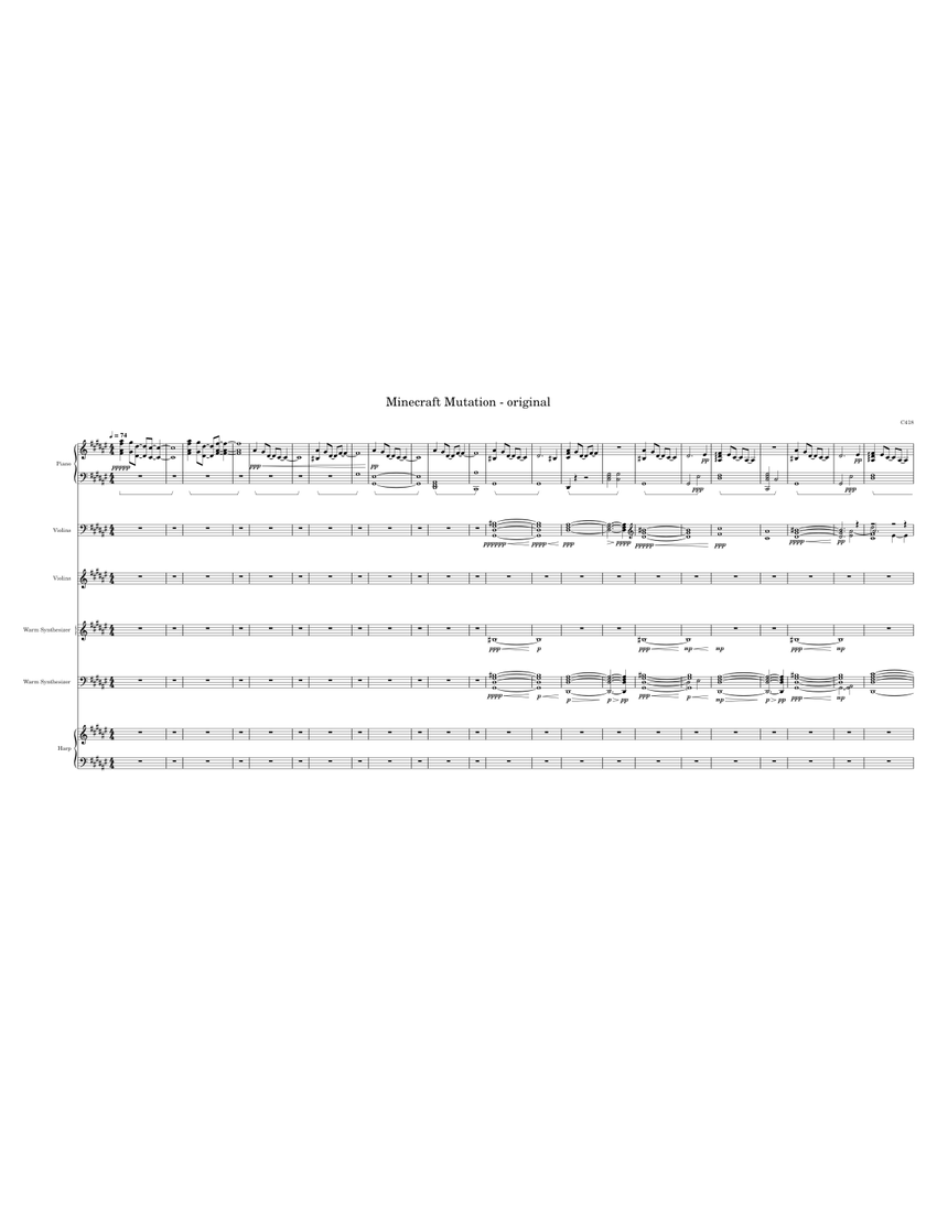 Mutation (C418) - original Sheet music for Piano, Harp, Strings group ...