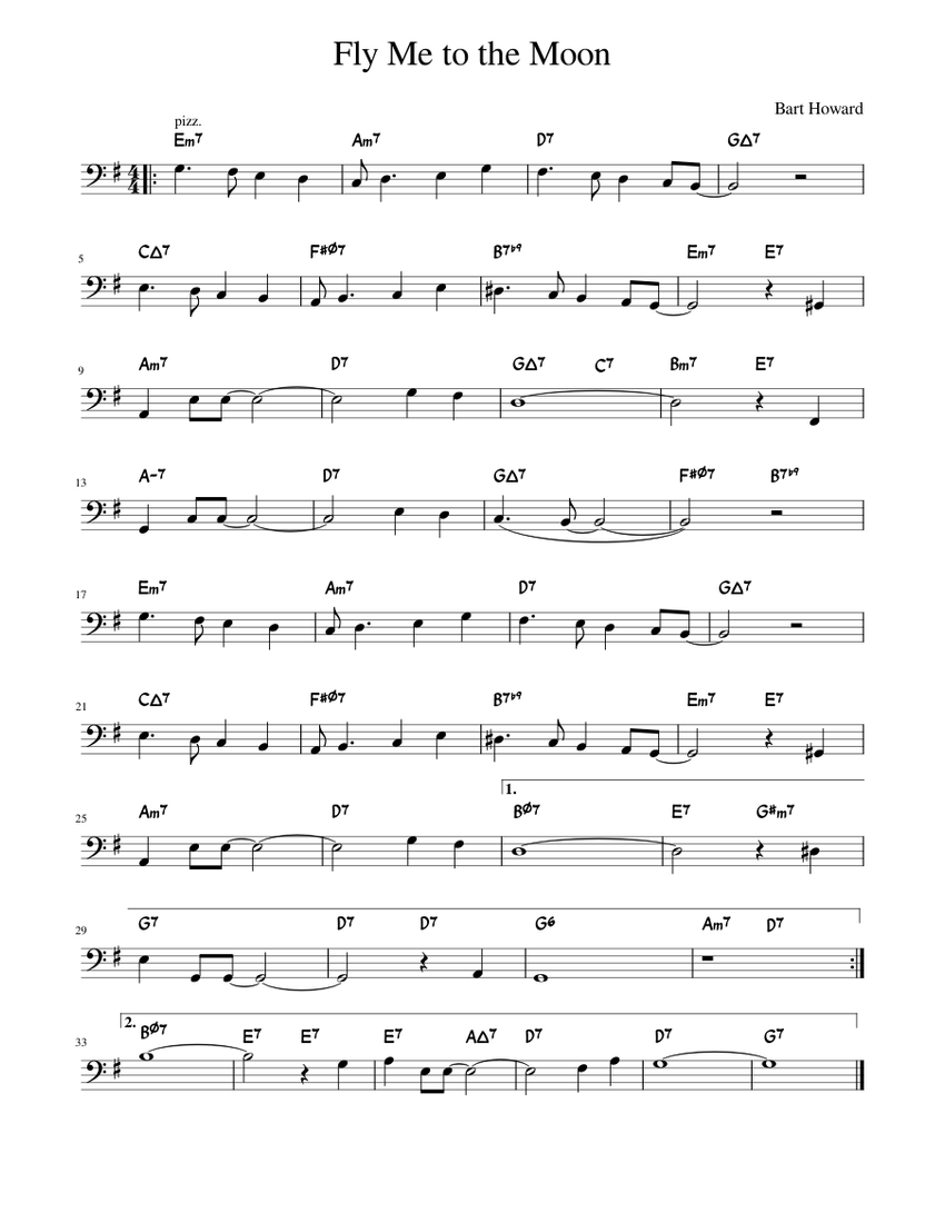 Fly Me to the Moon - Double bass Sheet music for Contrabass (Solo ...