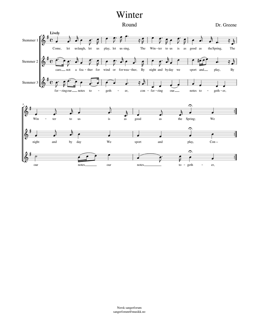 Winter Sheet music for Vocals (Choral) | Musescore.com