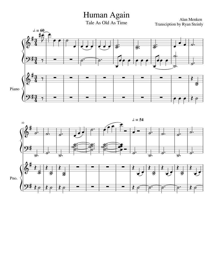 Human Again Piano Part Sheet Music for Piano (Piano Duo) | MuseScore.com