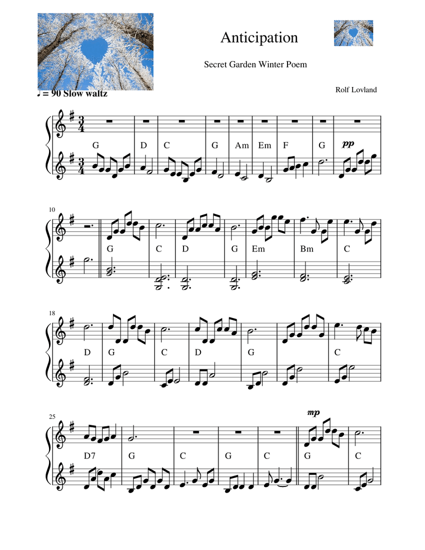 Anticipation, 2 balken Sheet music for Piano (Solo) Easy | Musescore.com