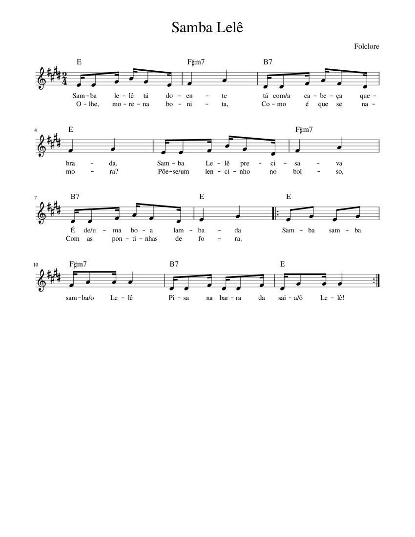 Samba Lelê Sheet music for Piano (Solo) | Musescore.com