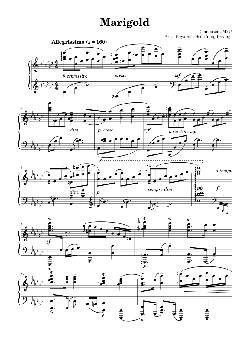M2U-Phyxinon-Seonyong - Marigold Sheet music for Piano (Solo ...