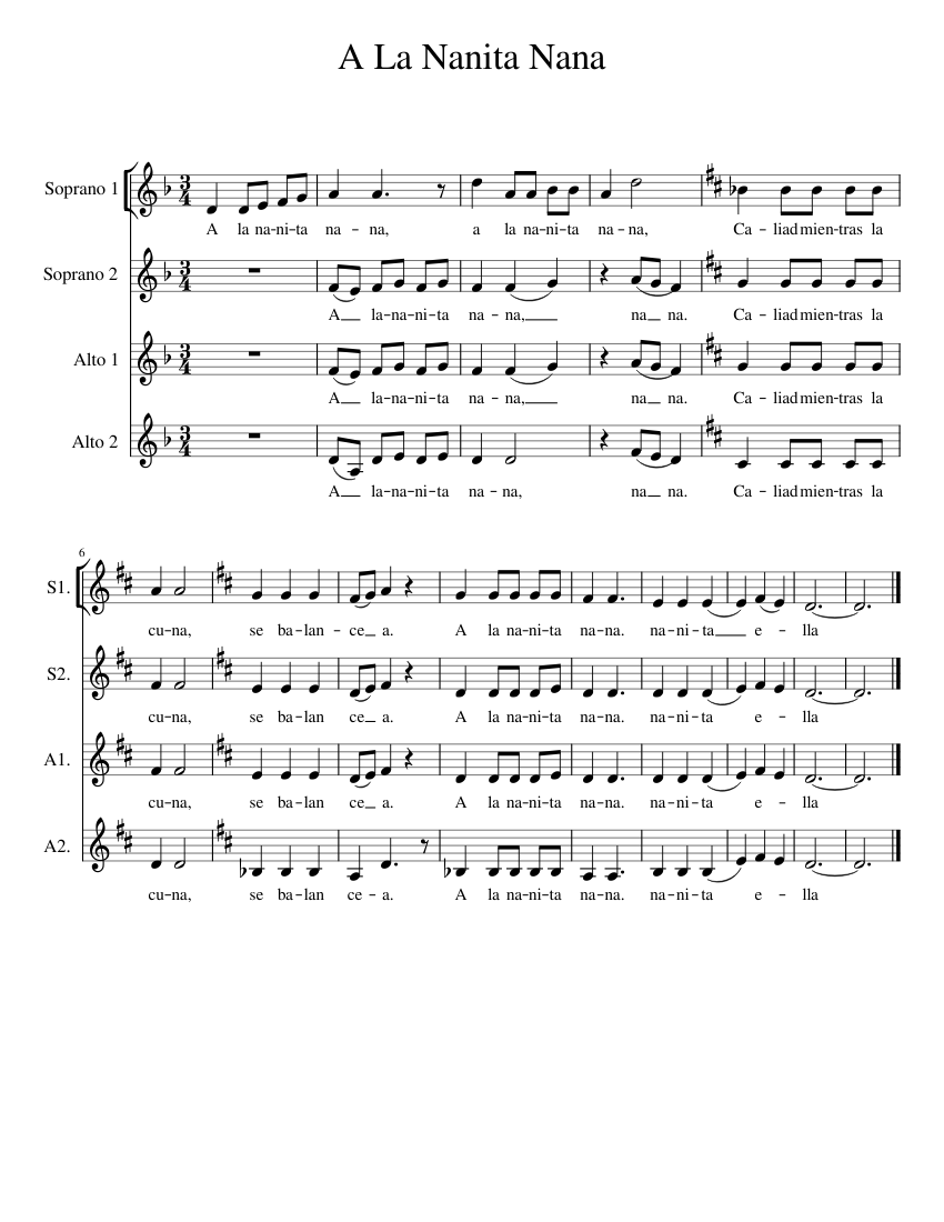 A La Nanita Nana (Hear Lullabies And Sleep Now) (arr. Glenda Austin ...