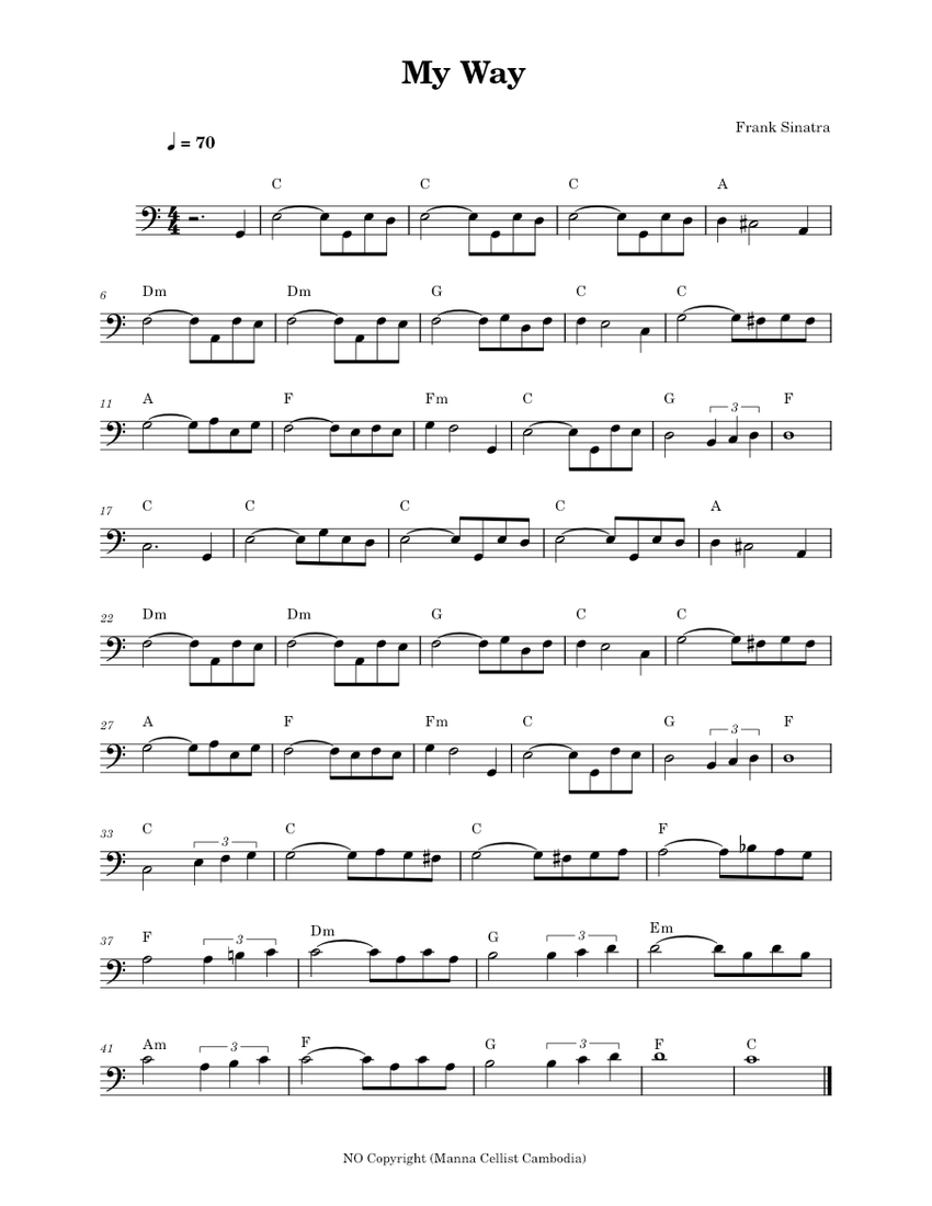 My way – Frank Sinatra My Way - Cello Sheet music for Piano (Solo) Easy ...
