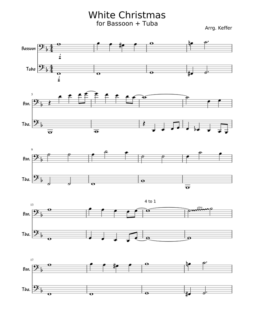 White Christmas for Bassoon + Tuba Sheet music for Tuba, Bassoon (Mixed ...