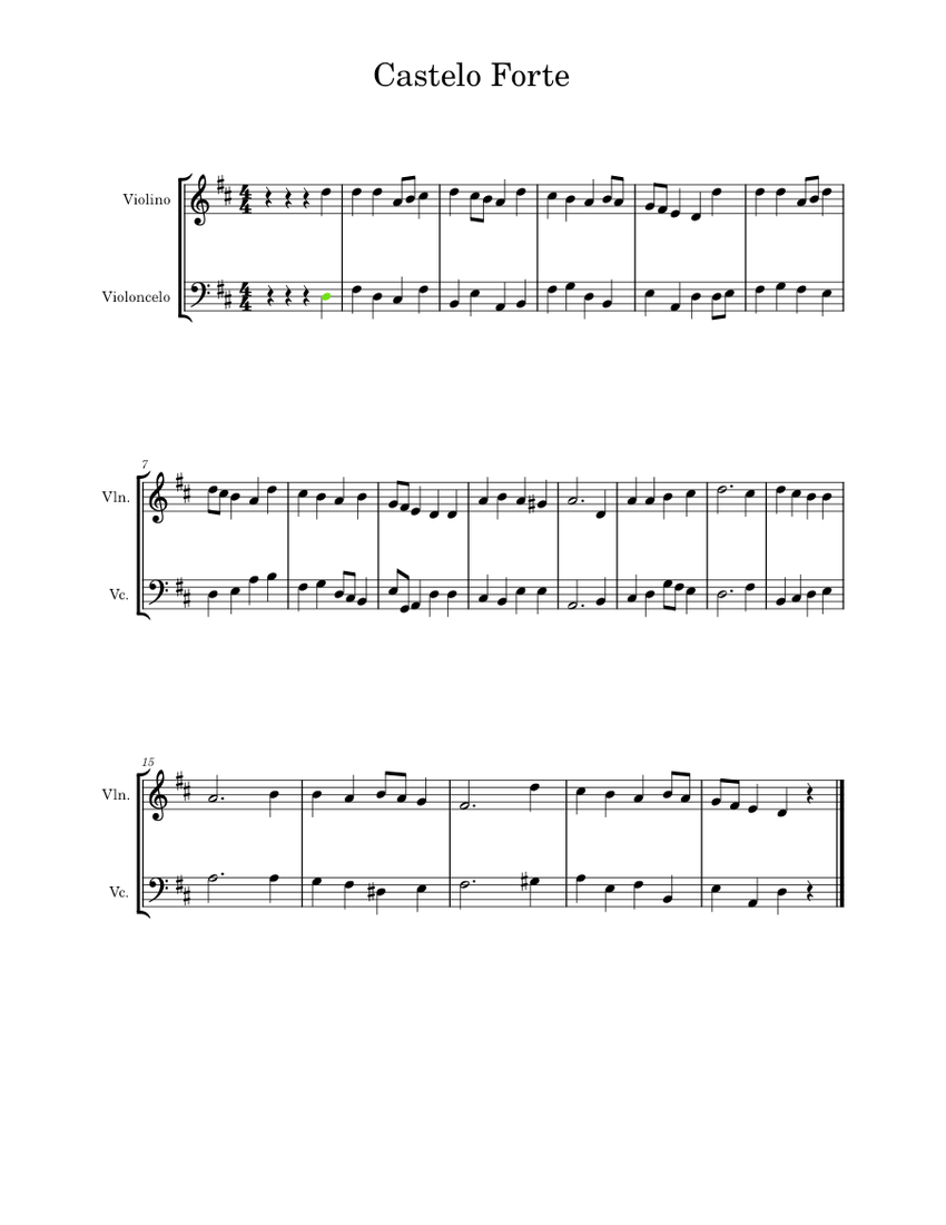 Castelo Forte2 Sheet music for Violin, Cello (String Duet) | Musescore.com