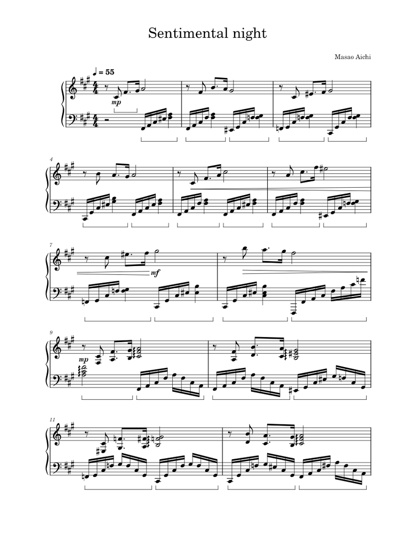 Sentimental night Sheet music for Piano (Solo) | Musescore.com