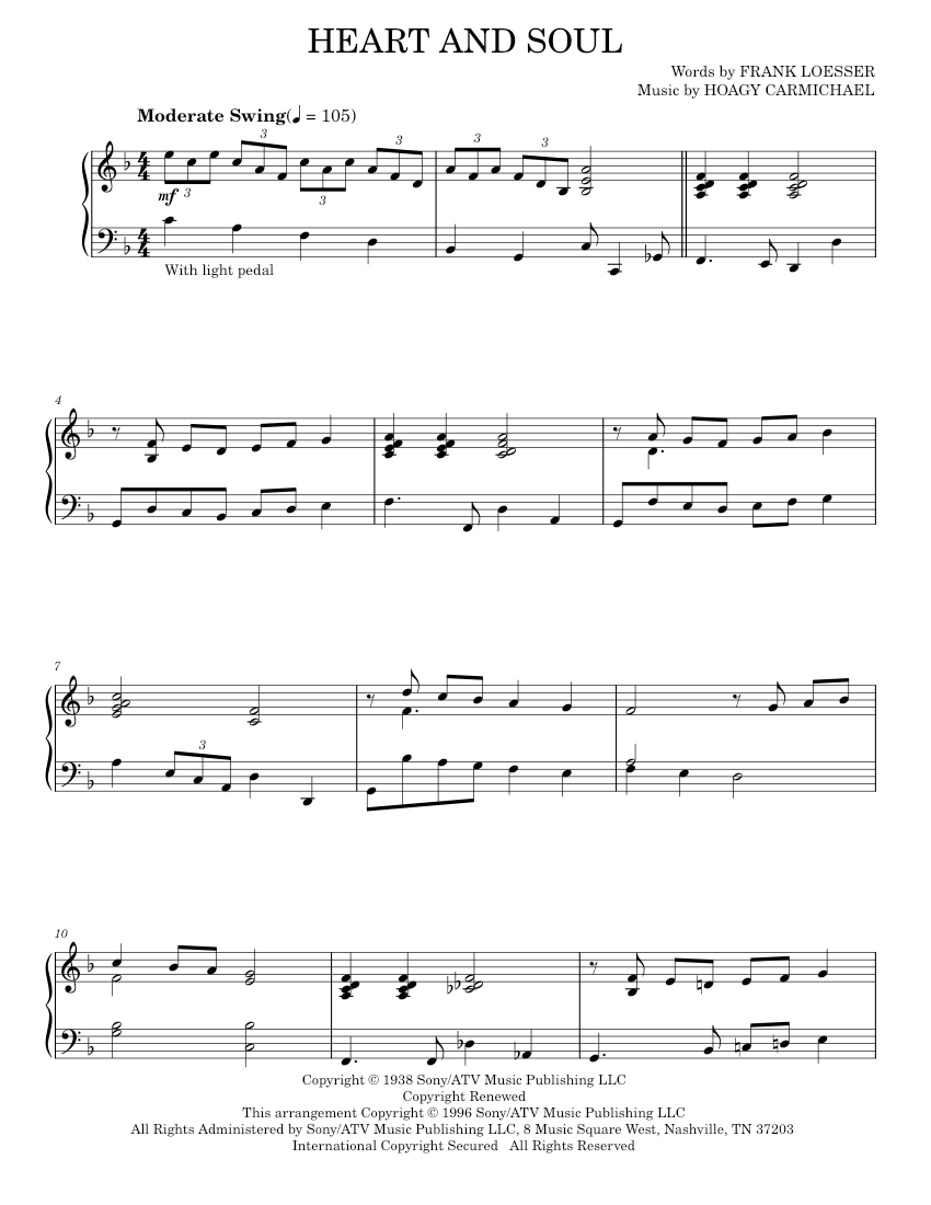 Play Official version of Heart and soul Sheet Music by Hoagy Carmichael ...