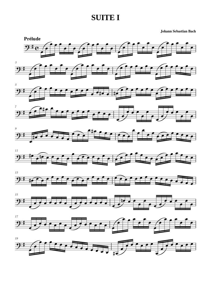 Cello Suite No.1 in G major, BWV 1007 – Johann Sebastian Bach Sheet ...