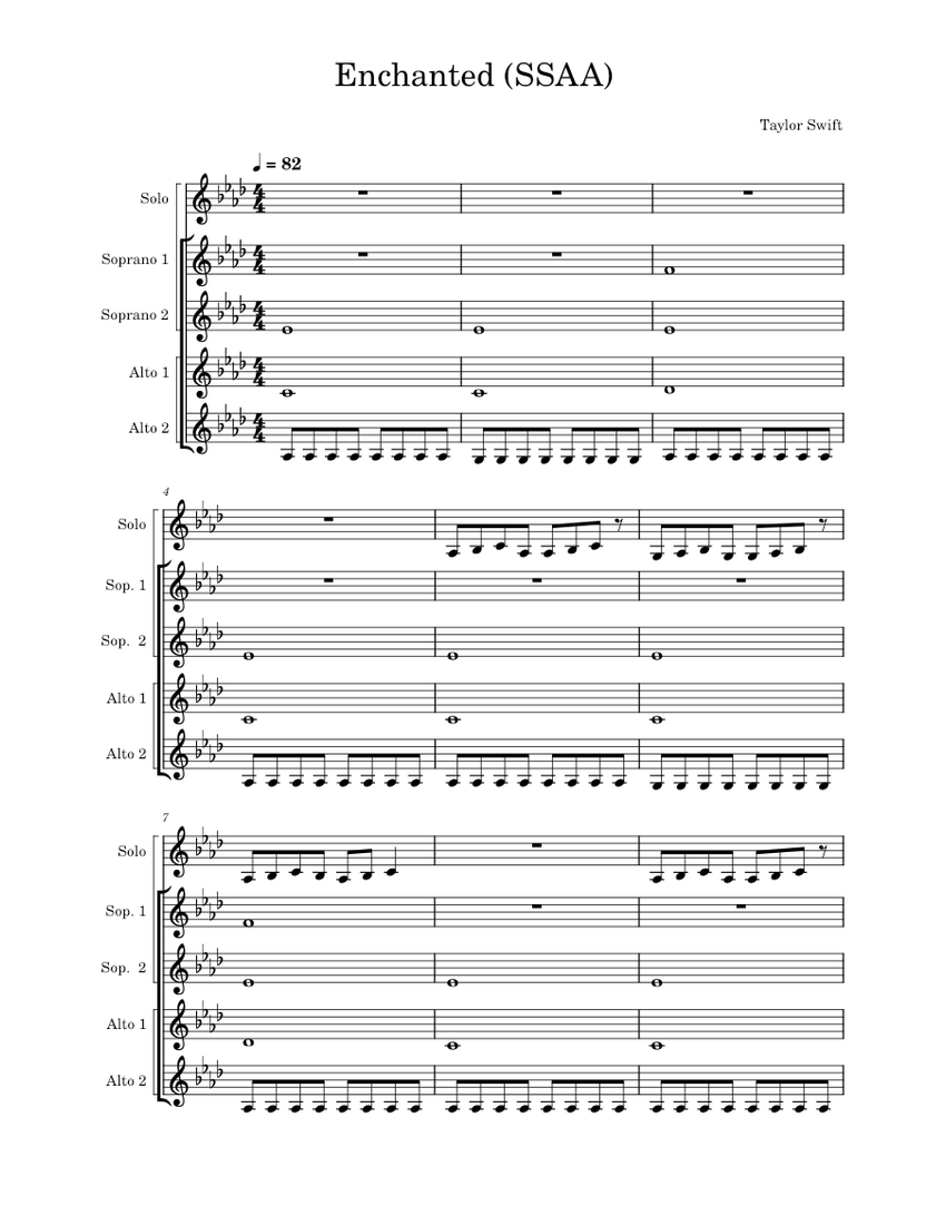 Enchanted – Taylor Swift (SSAA) Sheet music for Soprano, Alto (A ...
