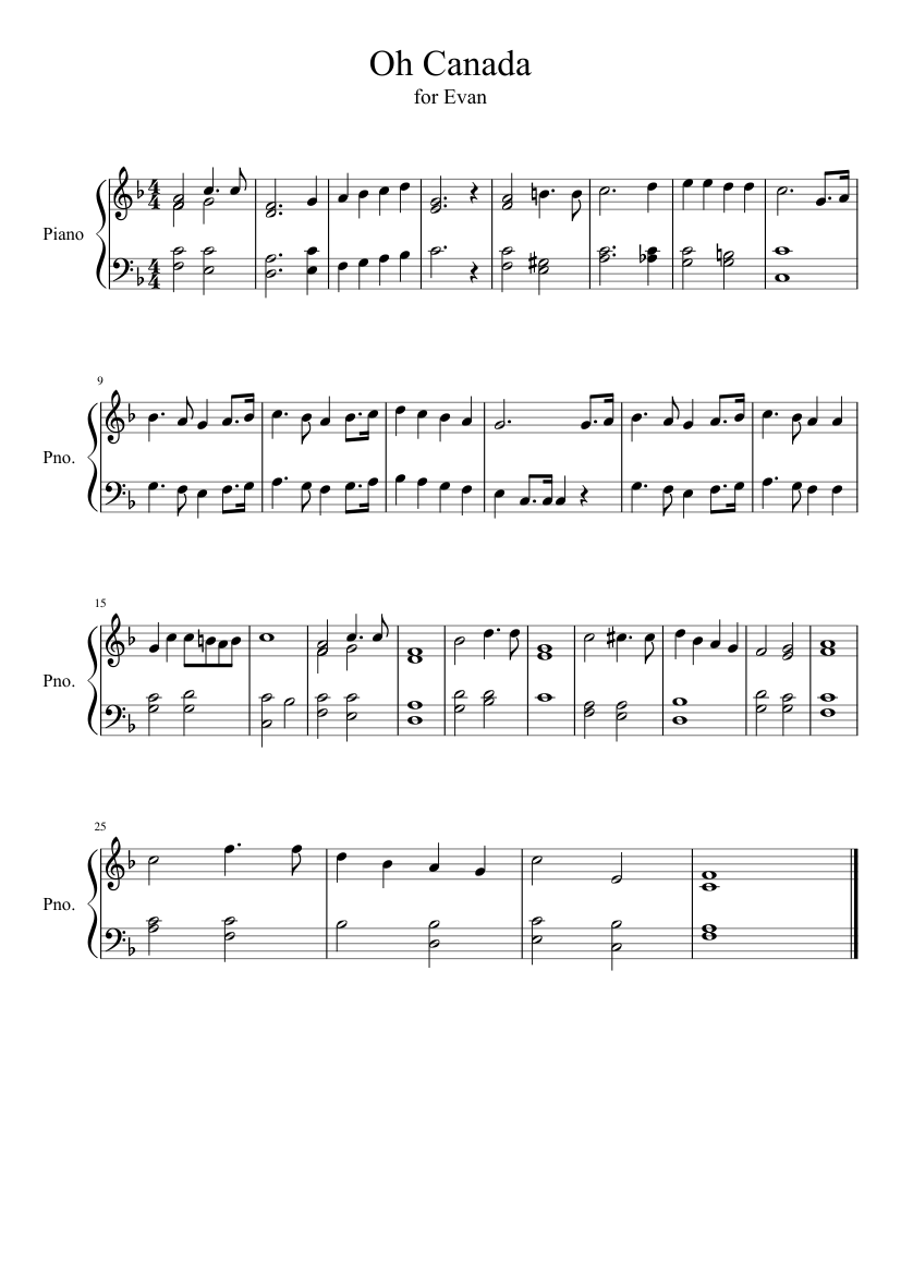 Oh Canada Sheet Music for Piano (Solo) easy | MuseScore.com