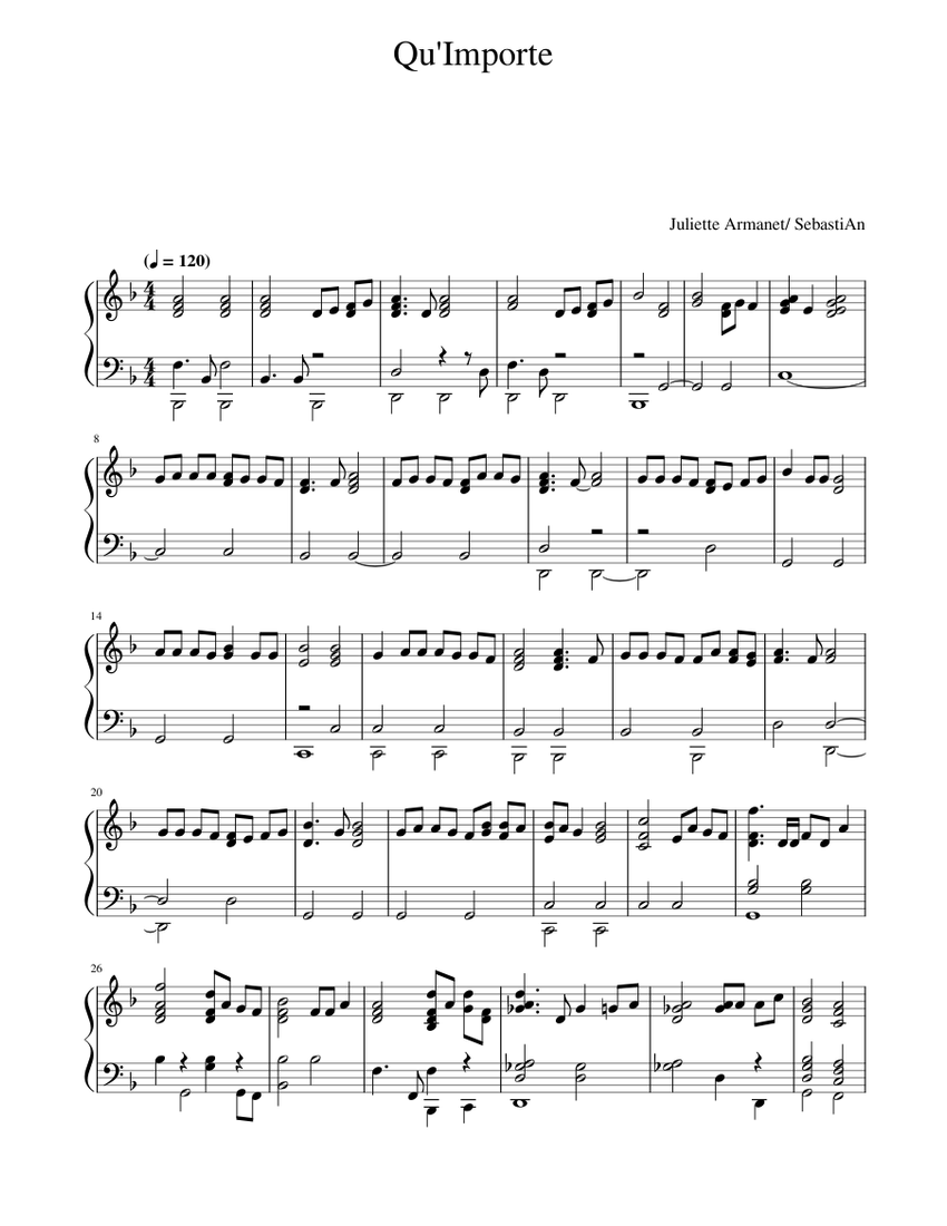 Qu'importe – Juliette Armanet - SebastiAn Sheet music for Piano (Solo ...