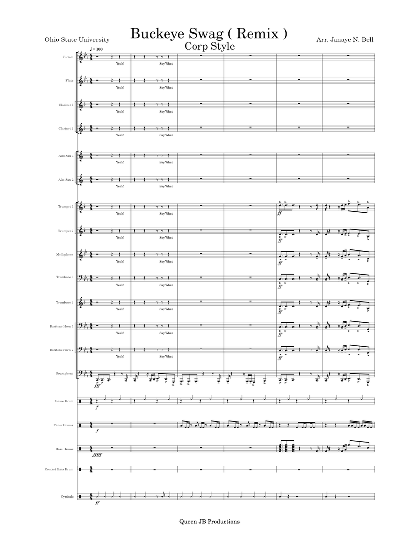 Buckeye Swag (Remix) Sheet music for Trombone, Flute piccolo, Flute ...