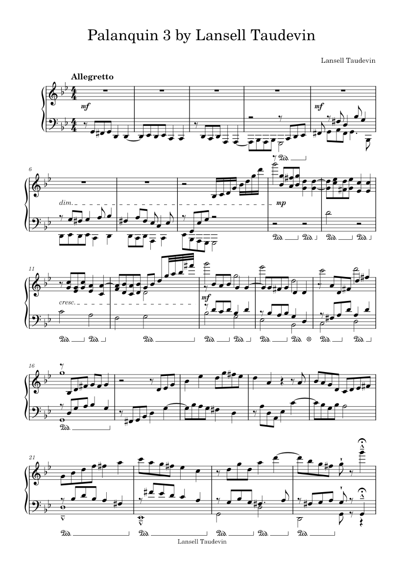 Palanquin 3 by Lansell Taudevin Sheet music for Piano (Solo ...