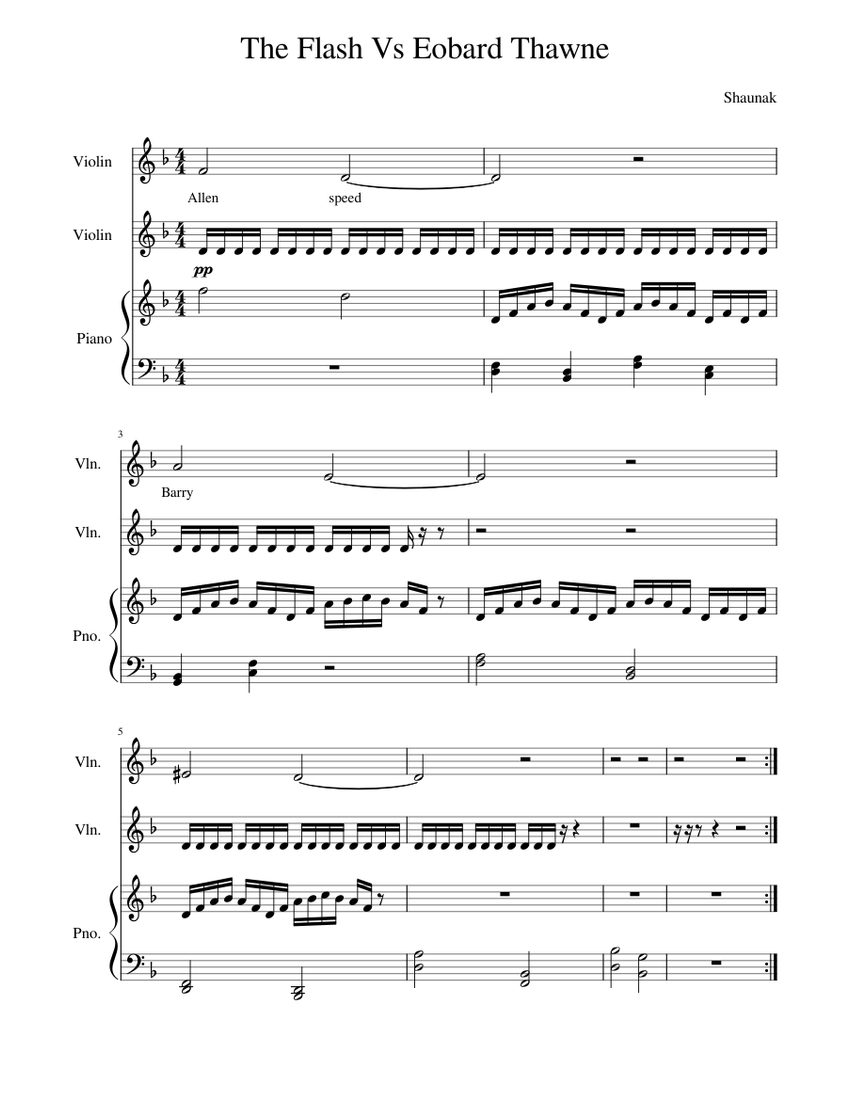 The_Flash_Main_Theme_(violin) Sheet music for Piano, Violin (Mixed Trio ...
