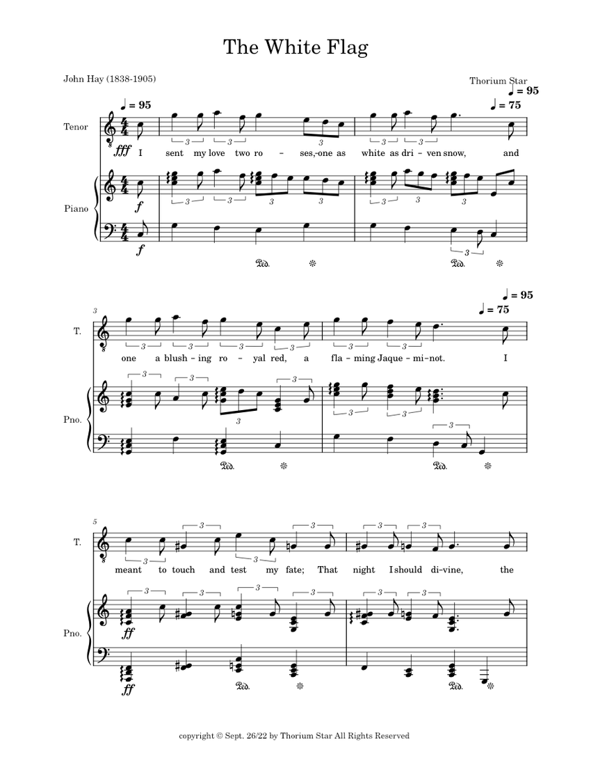 The White Flag Sheet music for Piano, Tenor (Piano-Voice) | Musescore.com