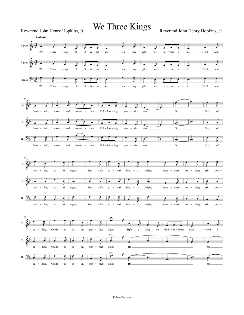 We Three Kings Sheet music for Bass (Solo) | Musescore.com