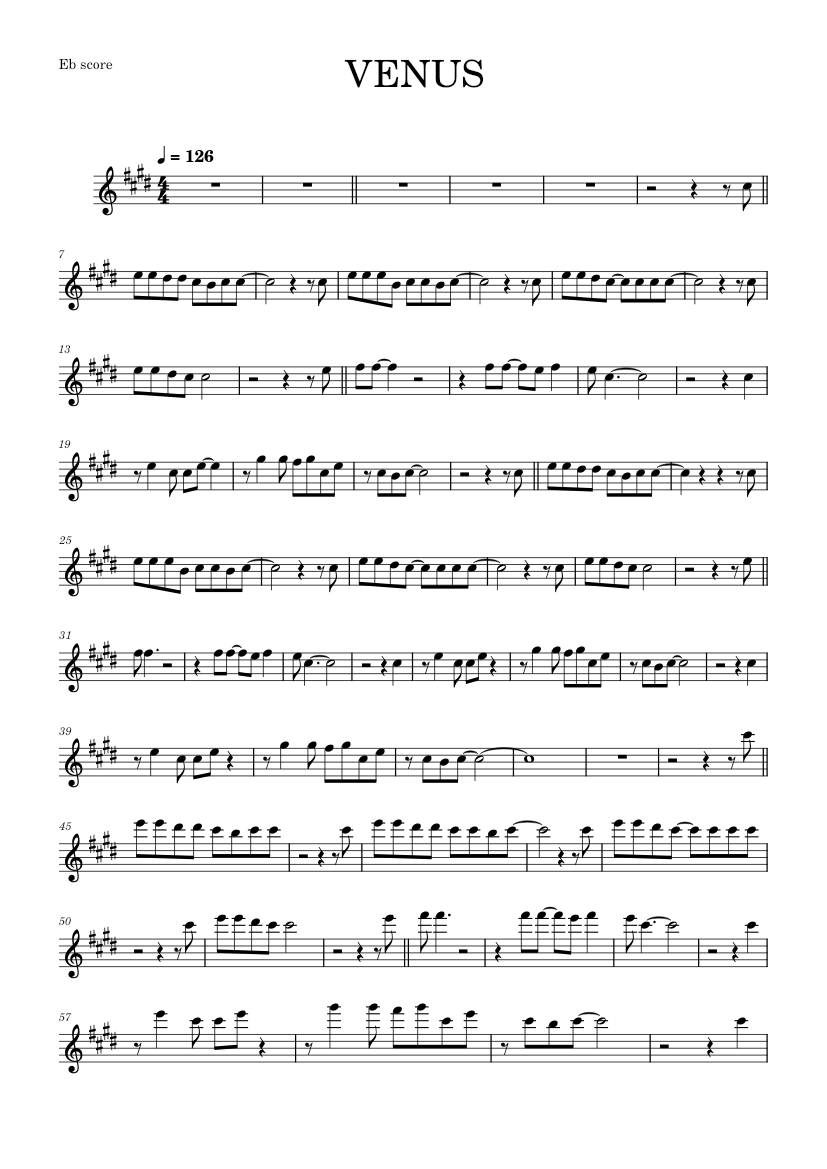 Venus – shocking blue (ALTO SAX RMX) Sheet Music with Chords for ...