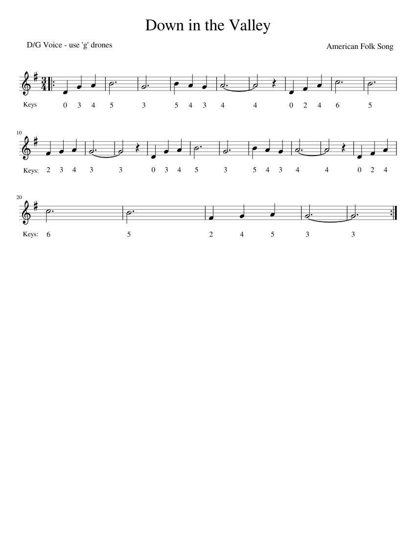 Down in the Valley Sheet music for Piano (Solo) Easy | Musescore.com