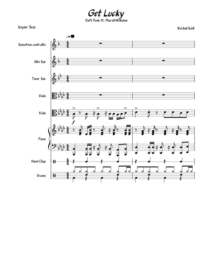 Get lucky Sheet music for Piano, Saxophone alto, Viola (Mixed Quartet ...