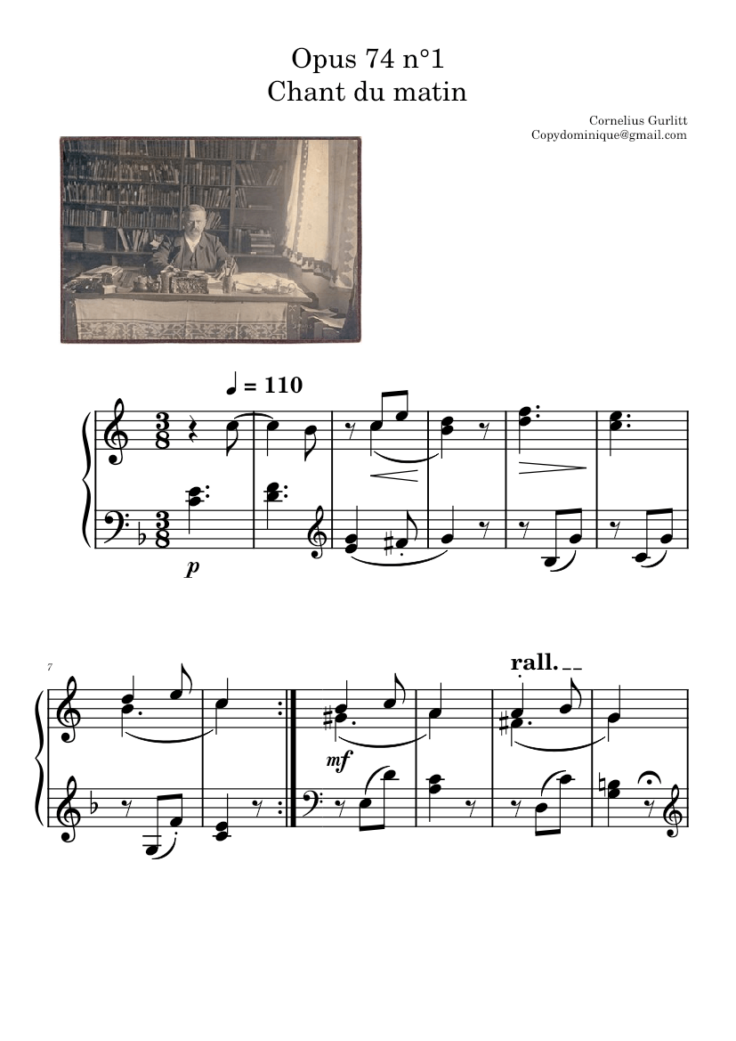 Opus 74 n°1 Chant du matin – Cornelius Gurlitt Sheet music for Piano (Solo) Easy | Musescore.com
